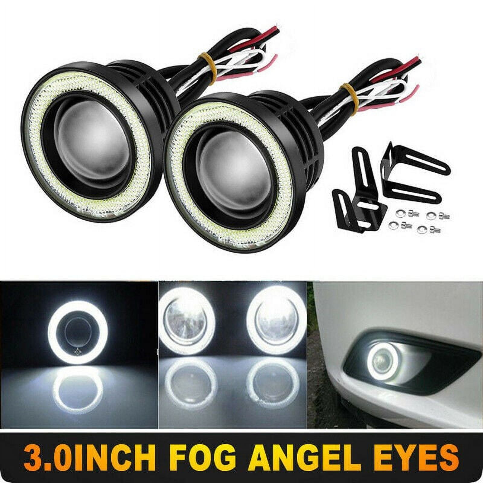 2x 3\" inch LED Fog Light Round White COB Angel Eyes Halo DRL Driving ...