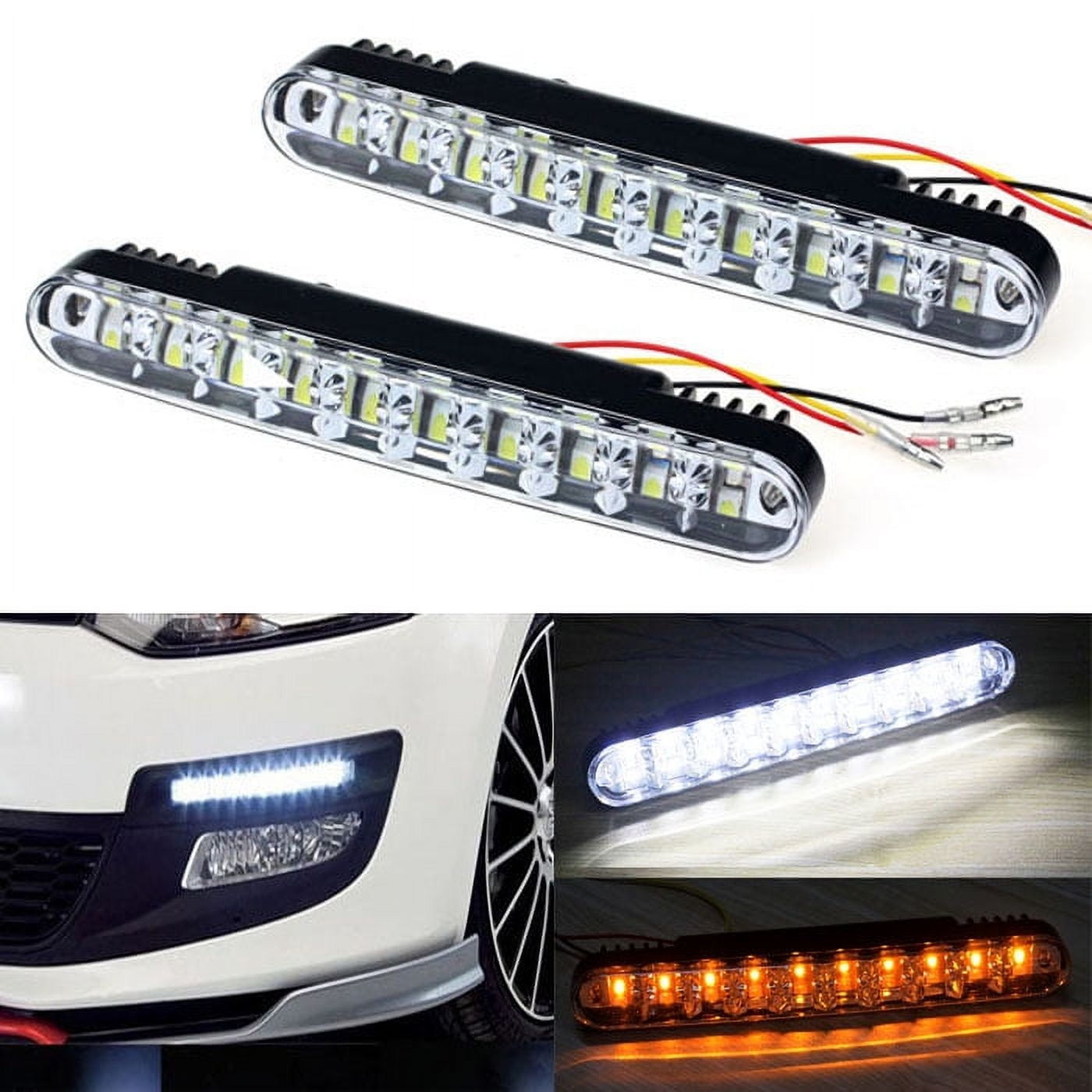 2x 30 LED Car Daytime Running Light DRL Daylight Lamp with Turn Lights ...