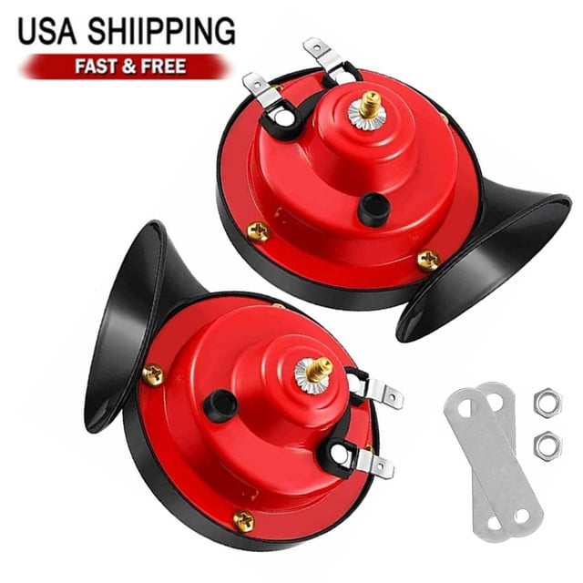 2x 300DB 12V Super Loud Train Horn Snail Air Horn For Car Motorcycle ...
