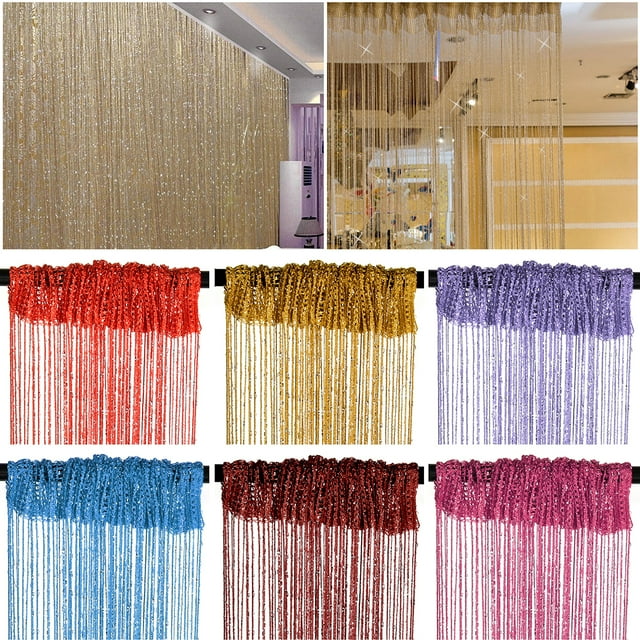 2x 39" Width 78" Height String Curtains For Bedroom Hotels Window, Wall ...