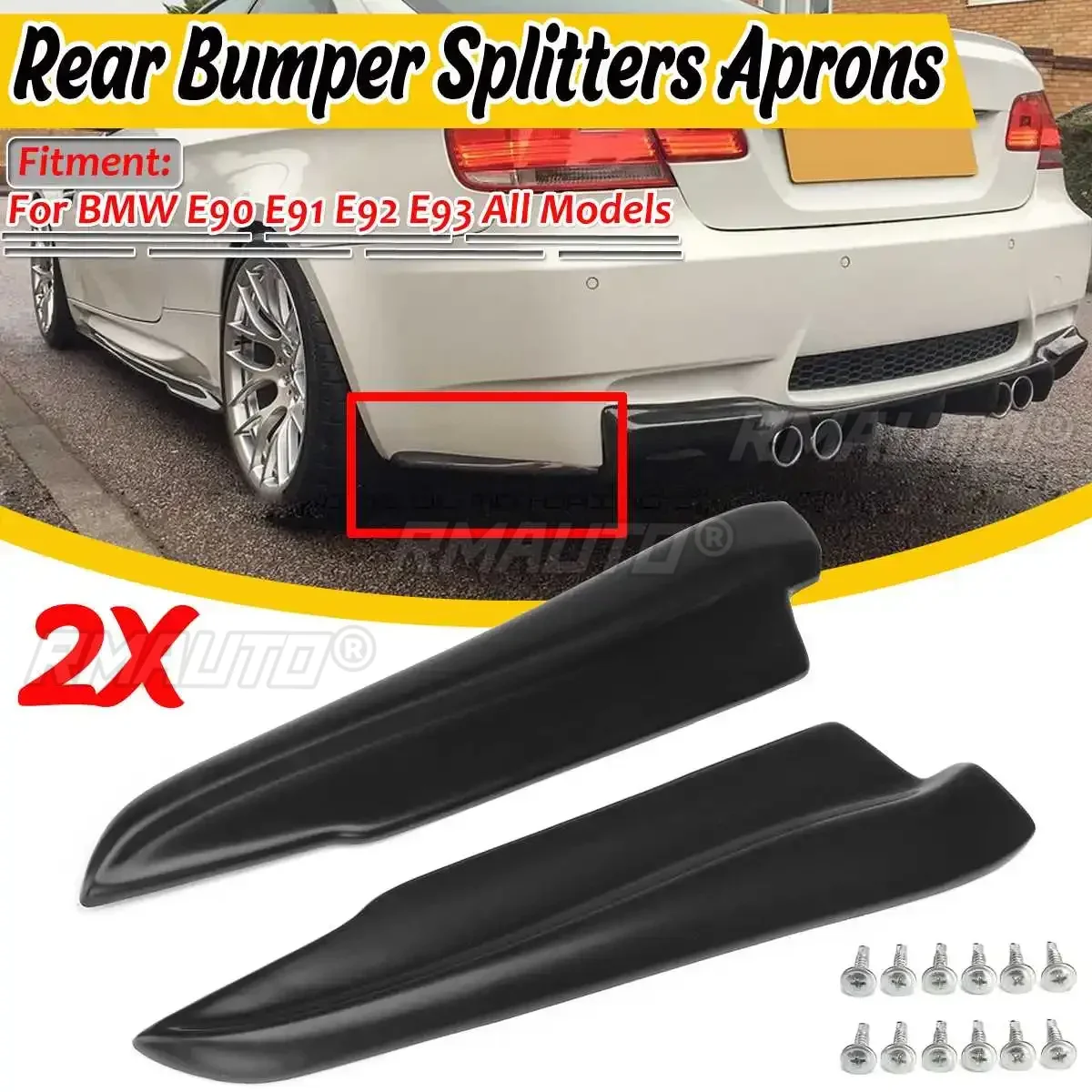 2x 42cm Universal Car Rear Bumper Lip Diffuser Splash Guard Extend ...