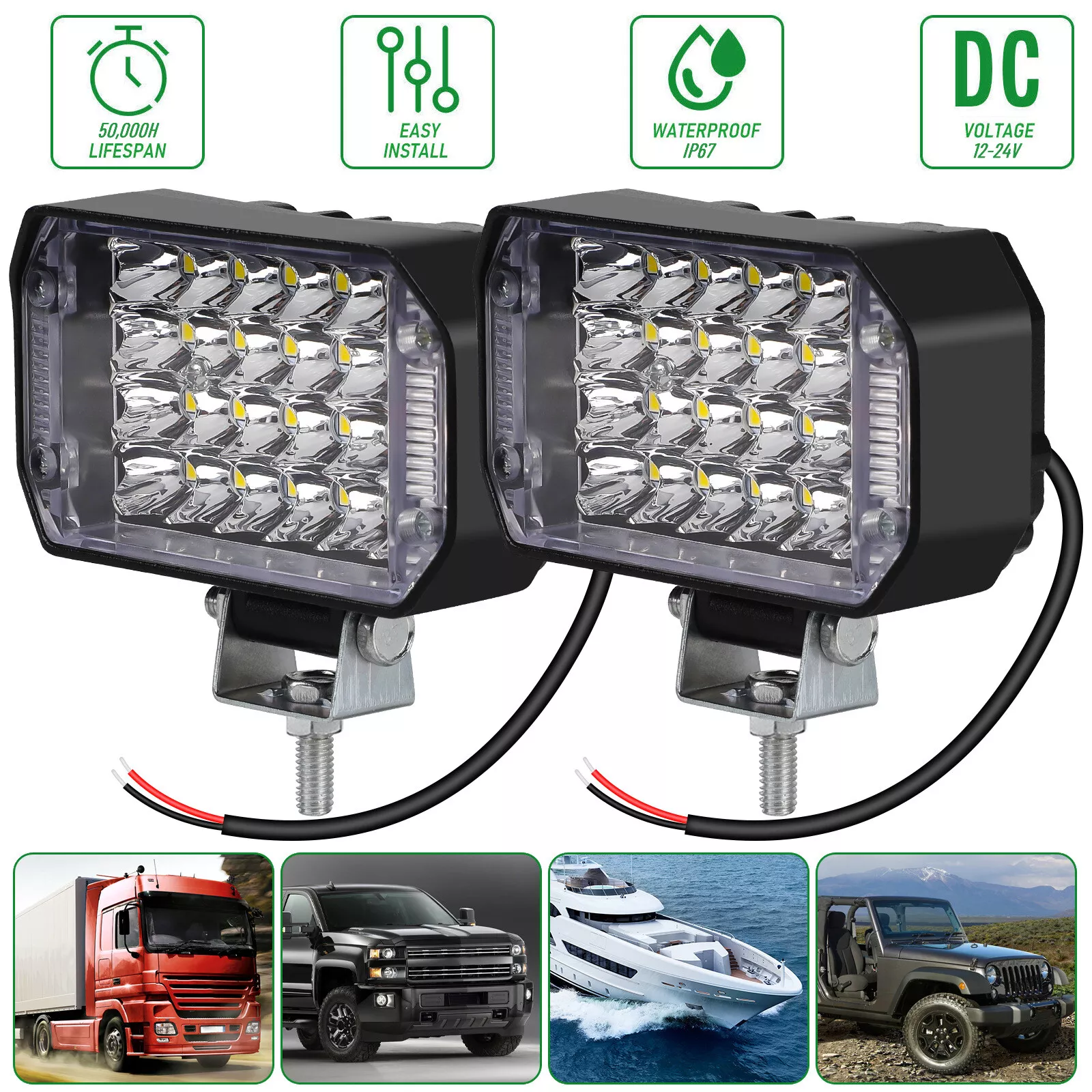 2x 4inch 800W LED Work Lights Bar Spot Pods Fog Lamp Offroad Driving ...