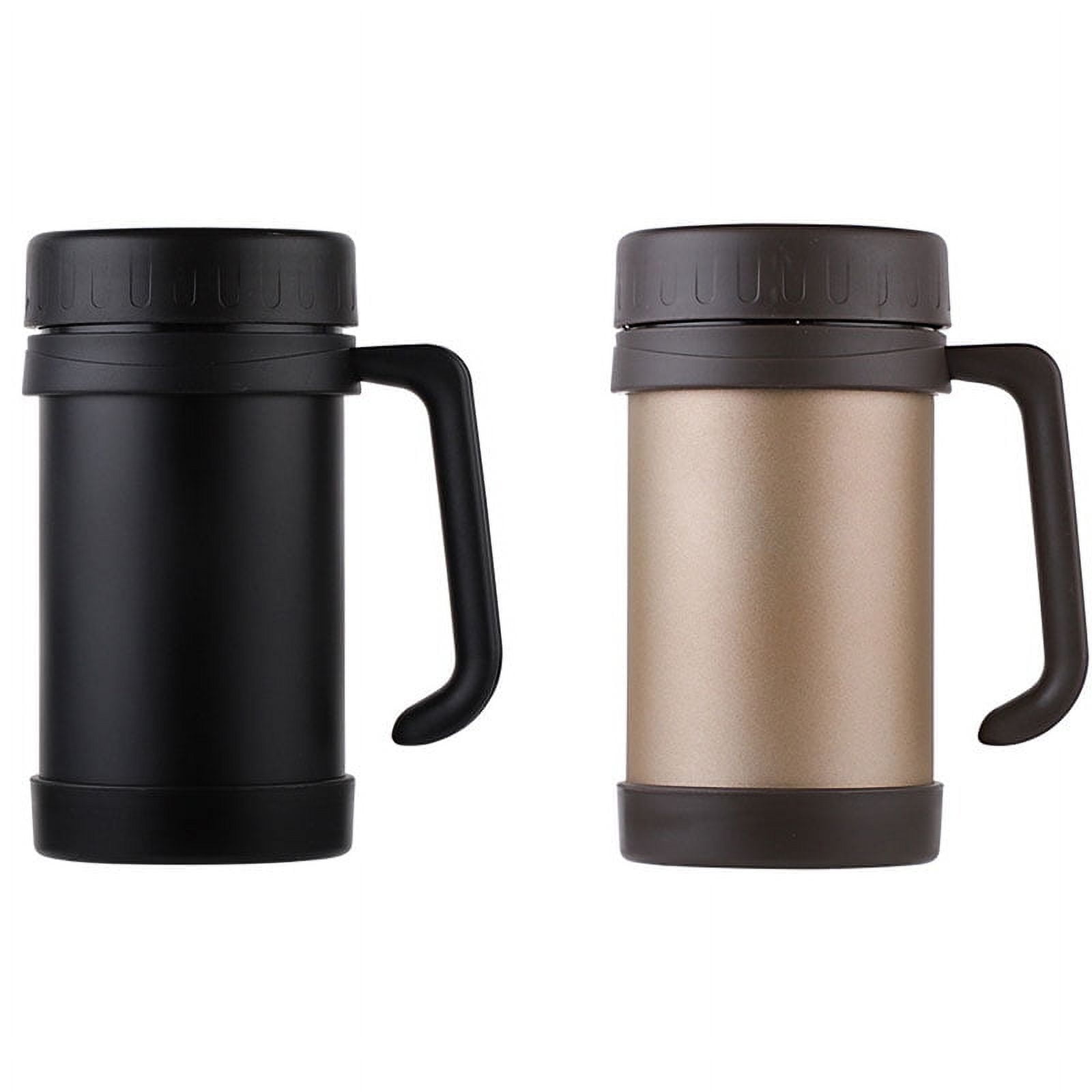 2x 500Ml/17Oz Mug Stainless Steel Vacuum Flasks with Handle Cup Office ...