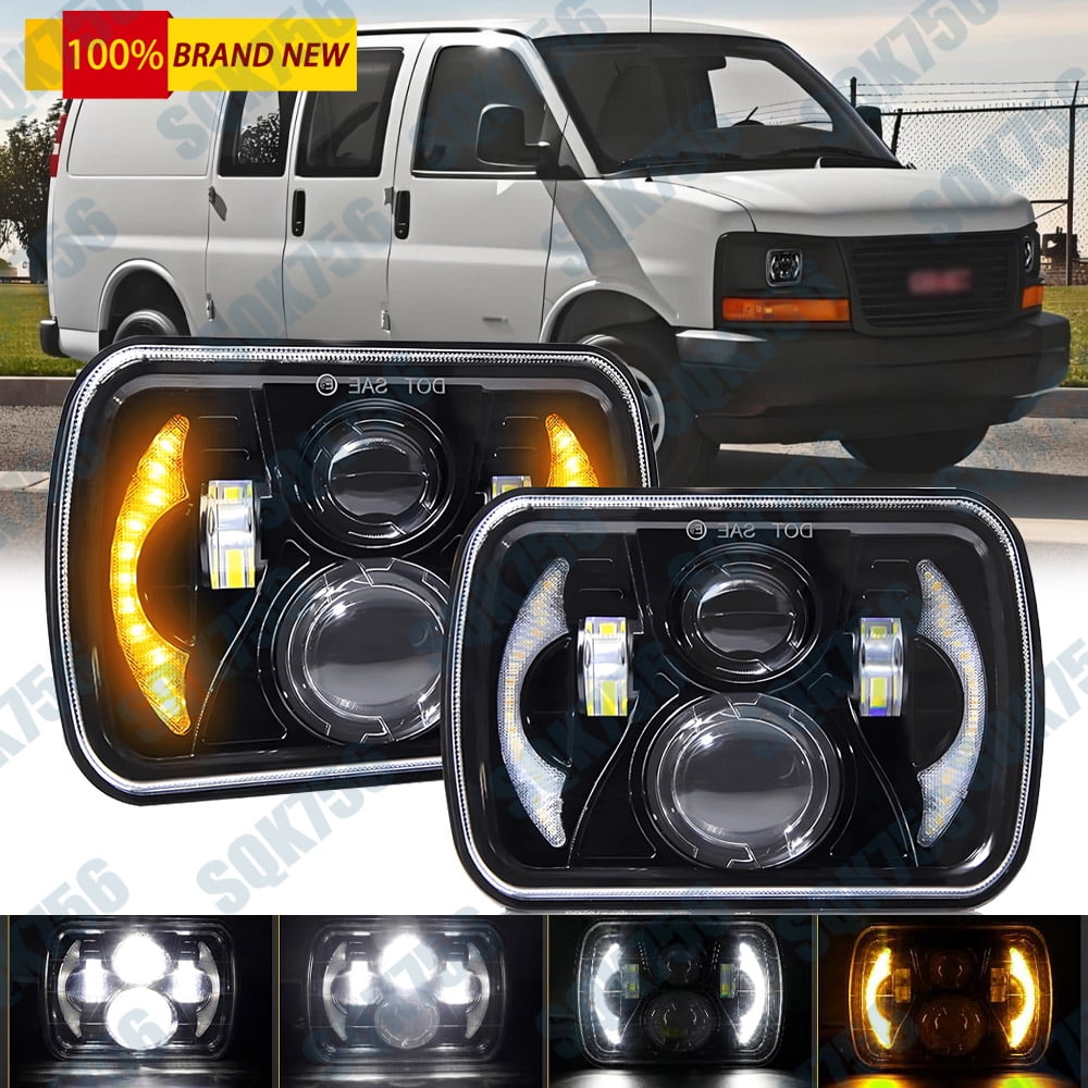 2x 5x7 7x6 Sealed Beam LED Headlight For Chevy Express Cargo Van GMC ...