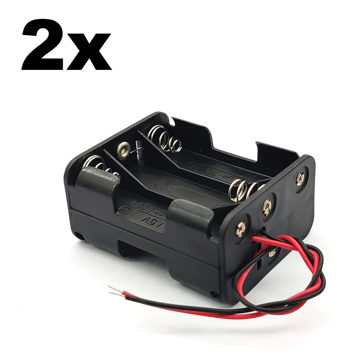 2x 6-AA Battery Spring Clip Holder Case Plastic Box Tow Layers Stacked ...