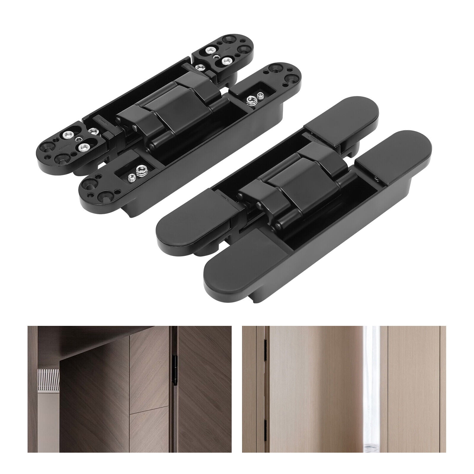 2x 7'' Black Hidden Door Hinges - Invisible Hinges 180°Concealed Hinges ...