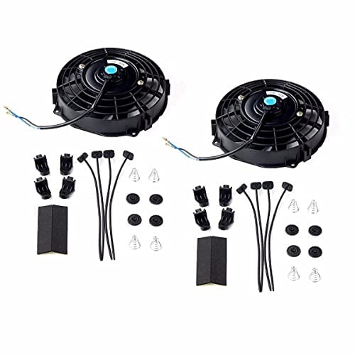 2x 7" inch Universal Slim Fan Push Pull Electric Radiator Cooling 12V ...