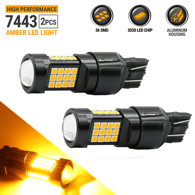 2x 7443 7440AL Amber Yellow 36-LED Bright DRL Front Turn Signal Lamp ...