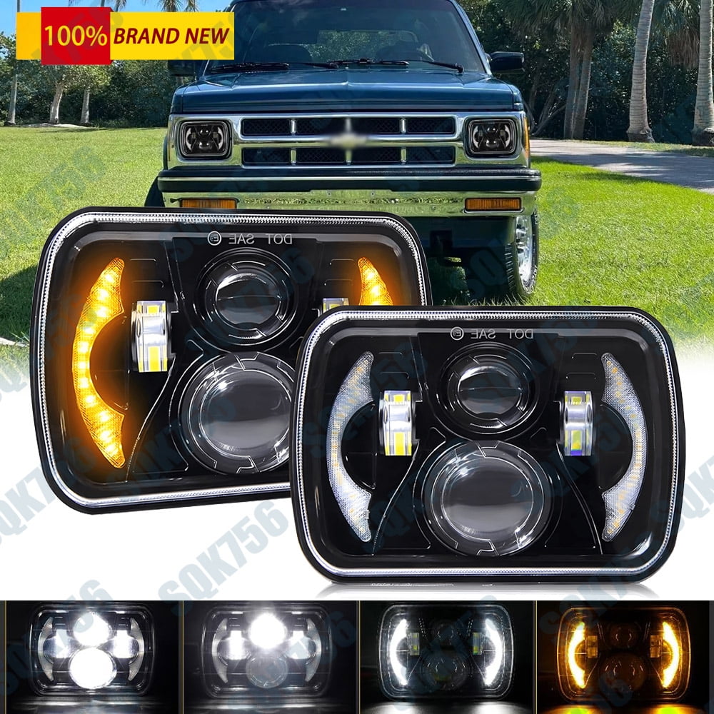 2x 7x6 5x7 inch Hi-Lo Beam Halo LED Headlights For Chevy S10 Blazer ...
