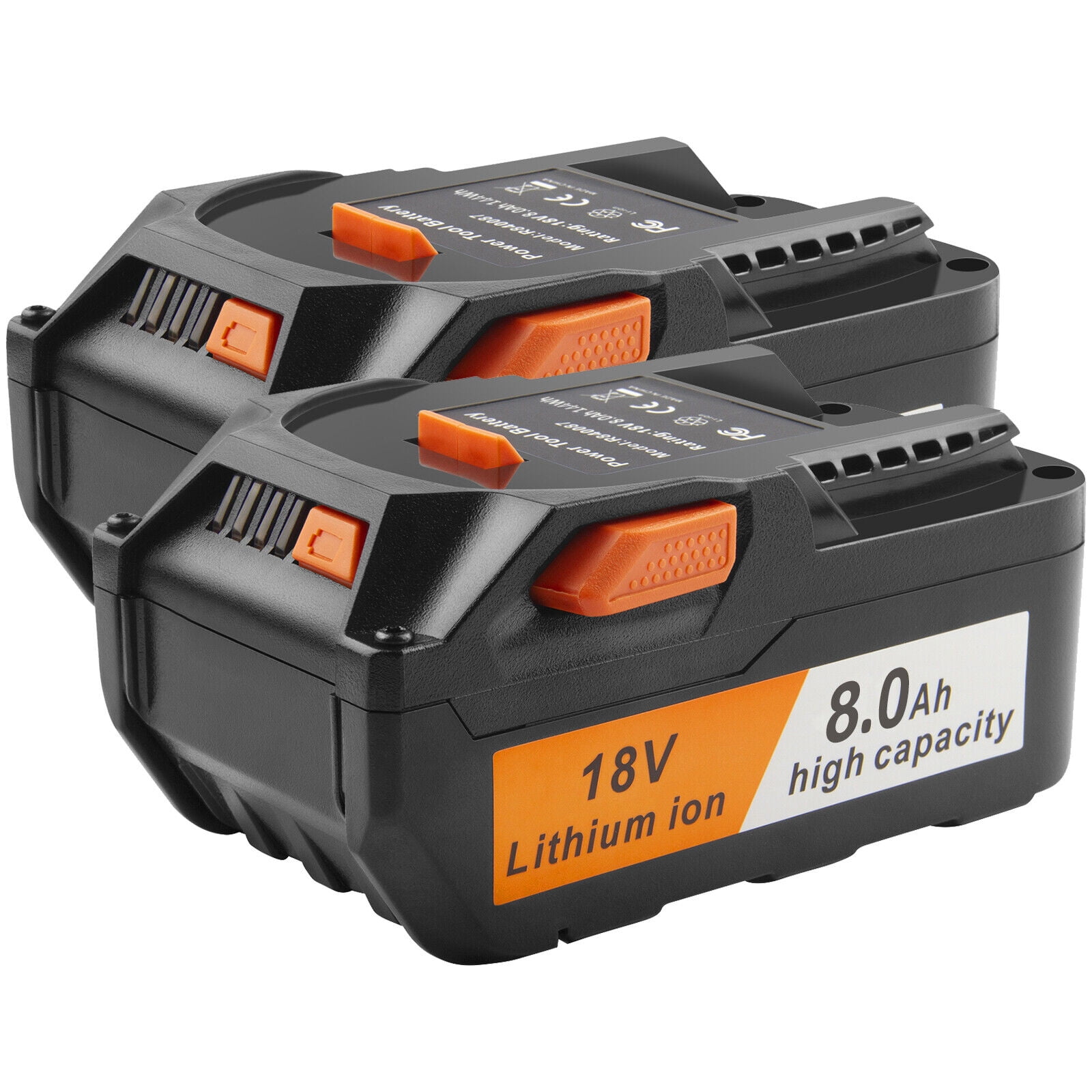 2x 8.0Ah 18V Lithium-Ion Power Tool Batteries, for Ridgid R840083/85/87 ...