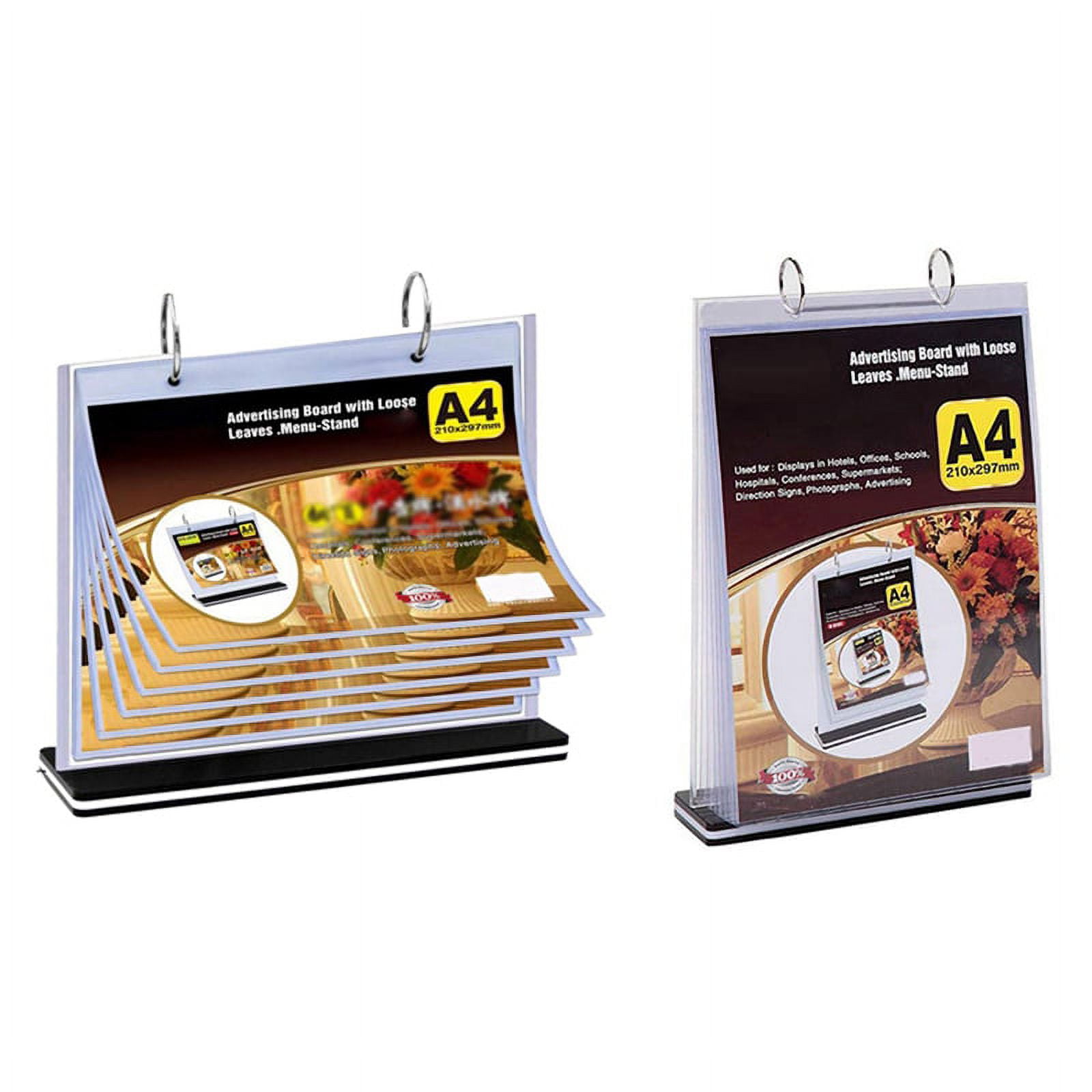 2x A4 Multi-Page Flip Display Card Label Display Stand Detachable Label ...