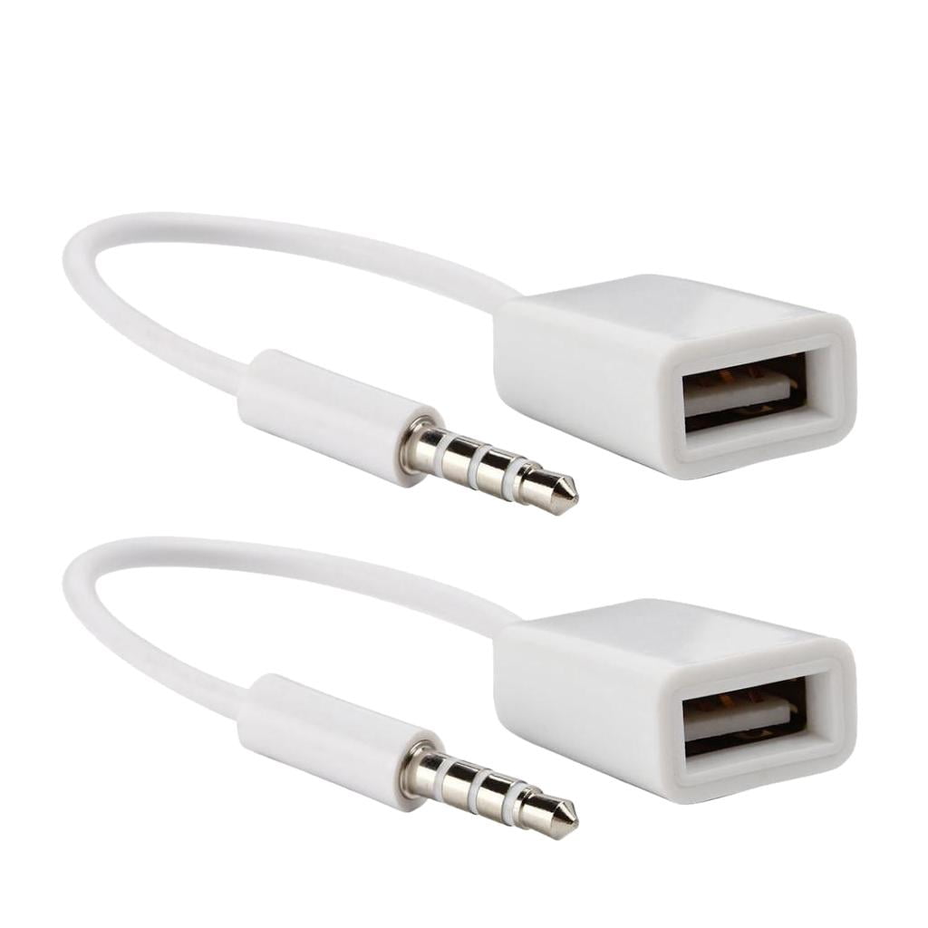 2x AUX to USB Adapter ,3.5mm Male AUX Plug to USB 2.0 Female Converter ...