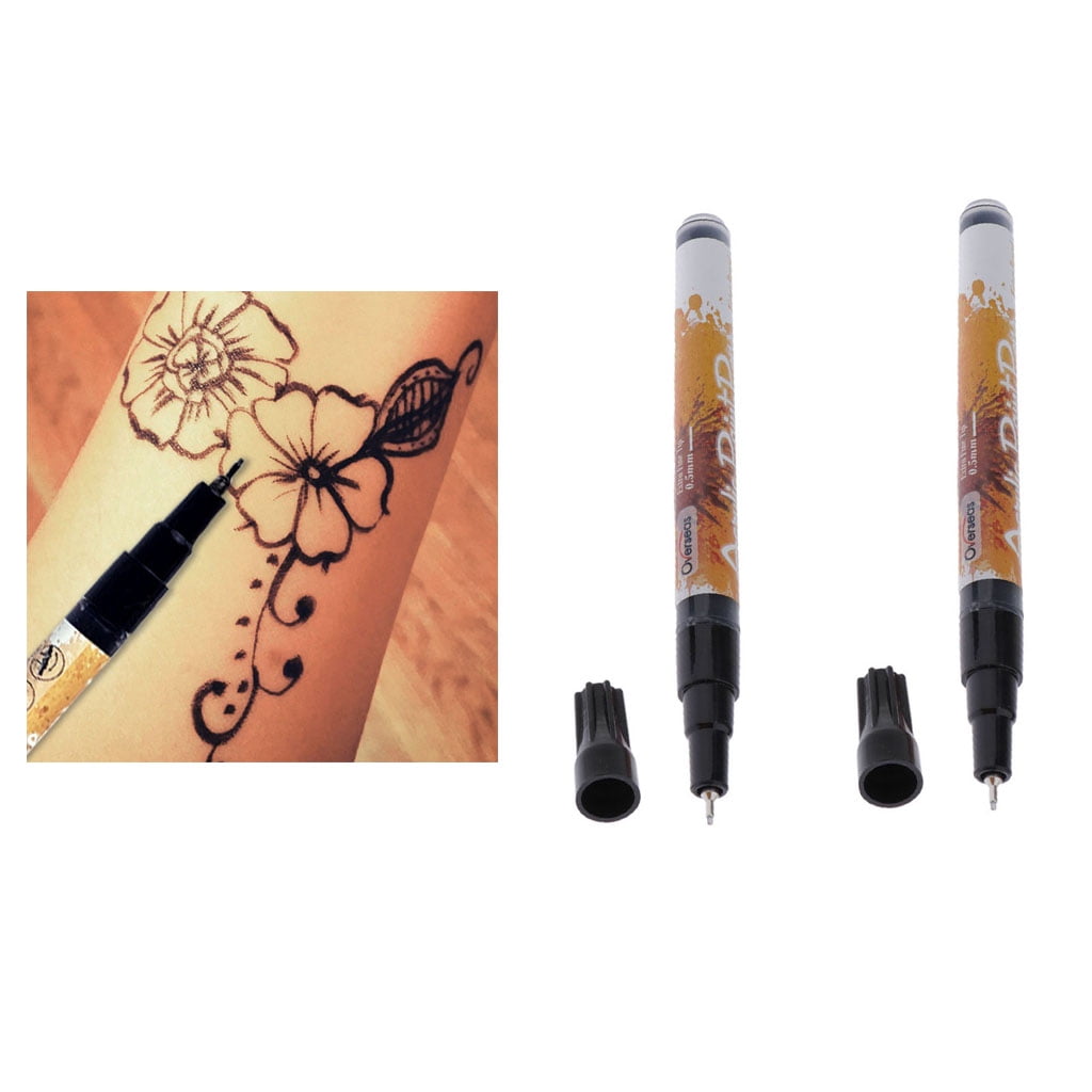 2x Acrylic Pen,0.5mm Black Ink,Water Based Paint Pens for Rock,Wood ...