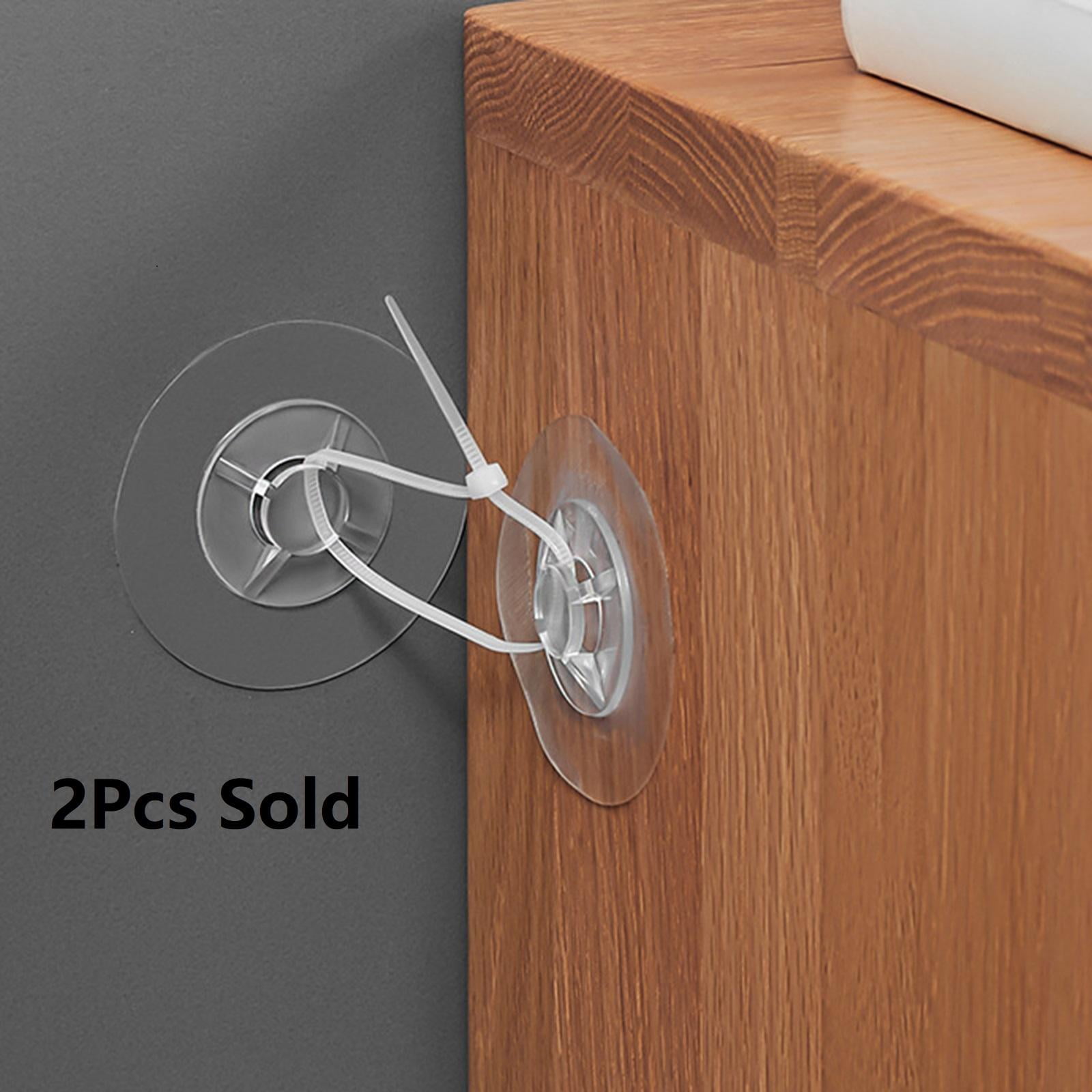 2x Adhesive No Drill Furniture Wall Anchors Straps Protection for ...