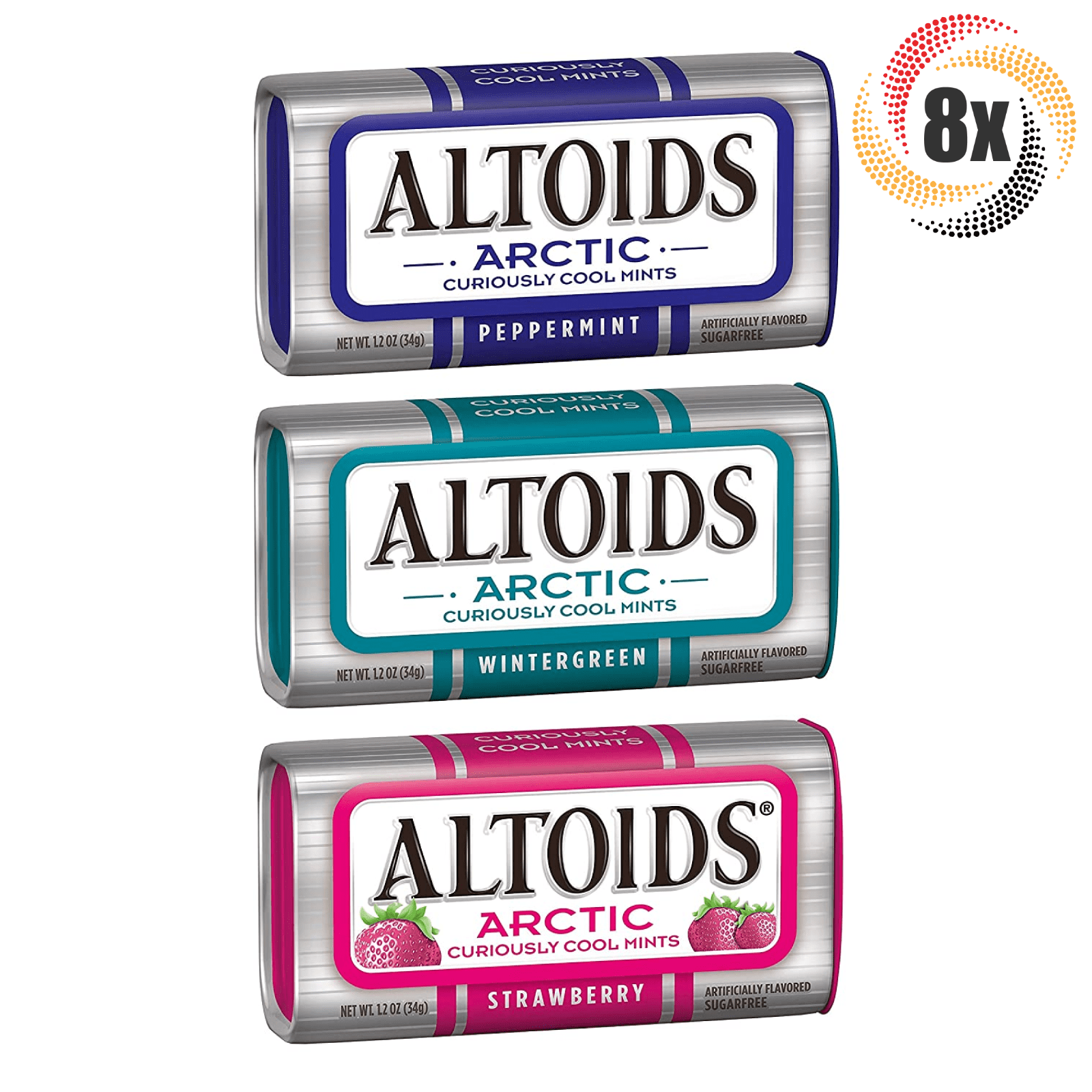Full Box 8x Altoids Arctic Variety Pack Mints ( 50 Mints Per Tin ) Mix ...