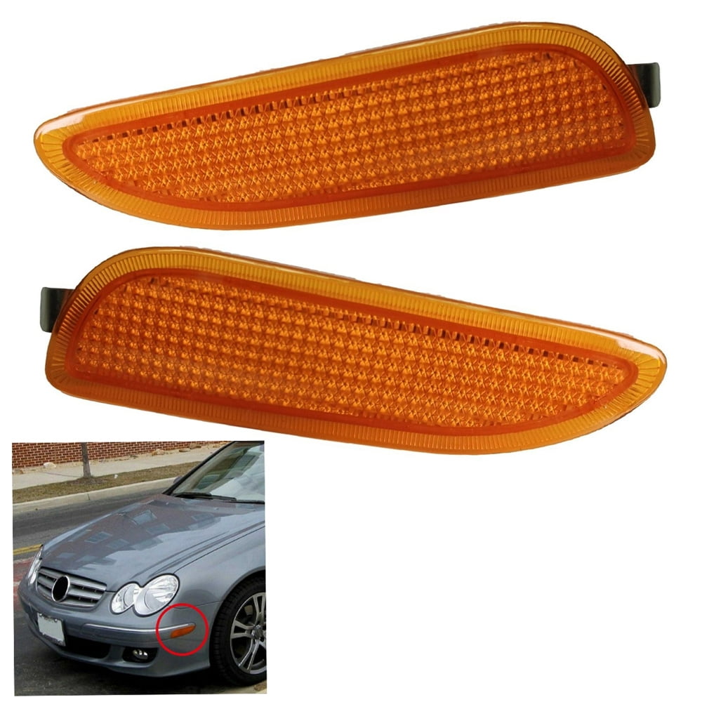 2x Amber Front Bumper Side Marker Light Turn Signal For 03-09 Mercedes ...