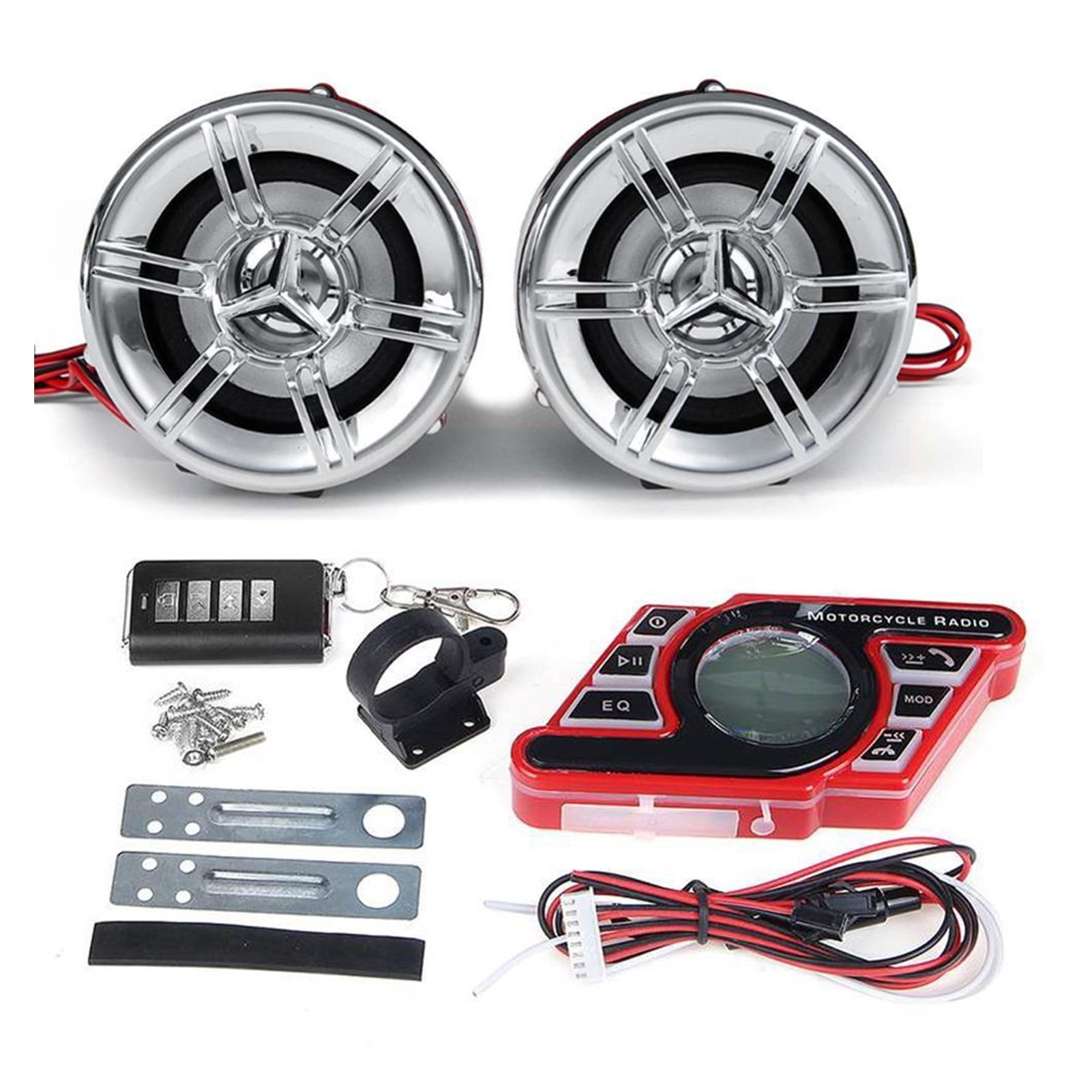 2x Amplifier Motorcycle Speaker Handlebar System Bluetooth USB FM MP3 ...