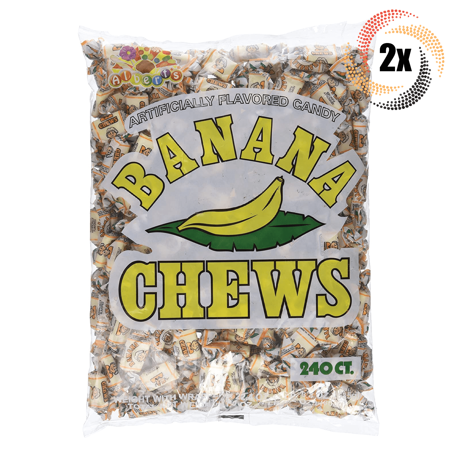 2x Bags Alberts Fruit Banana Chews Assorted Flavors | 240 Candies Per ...