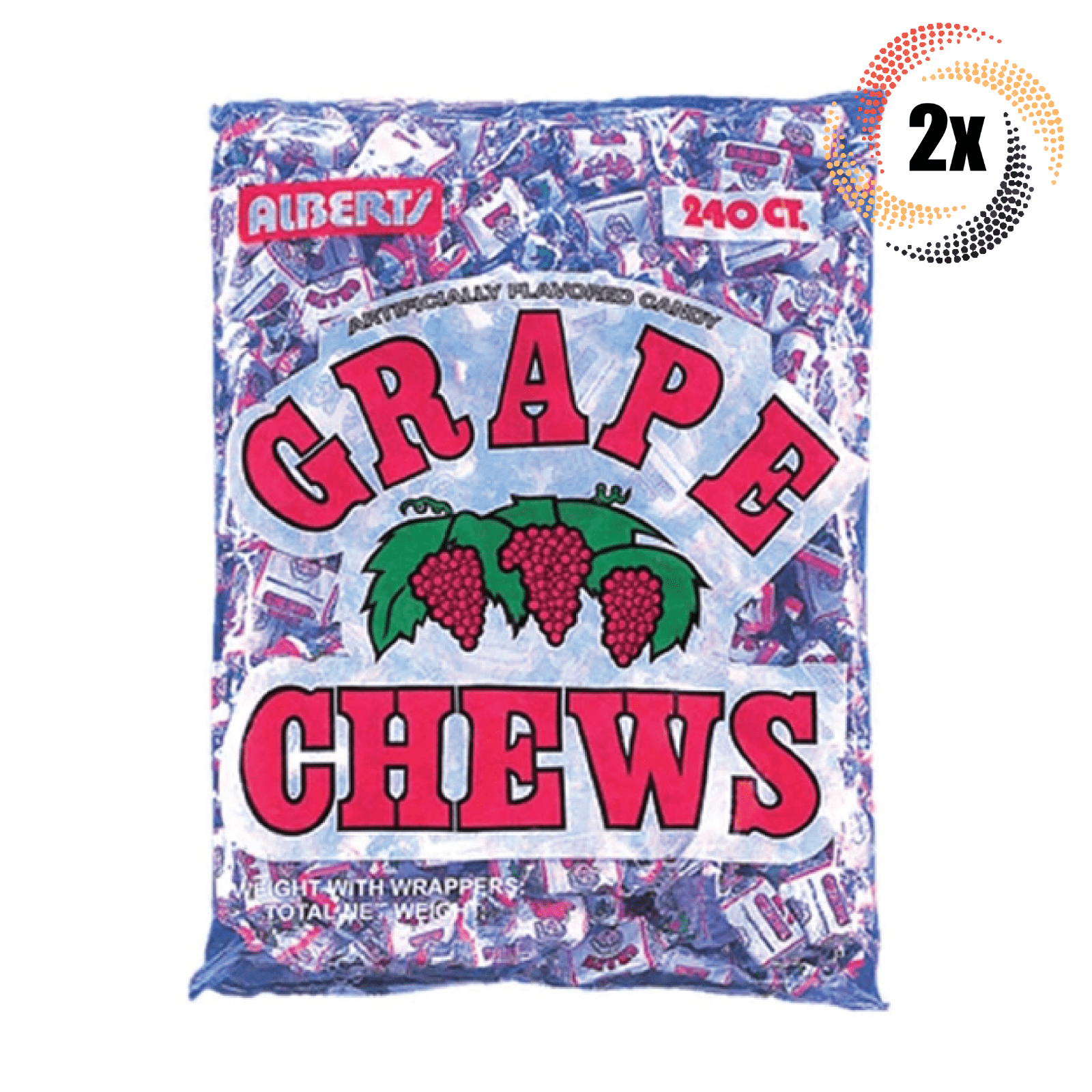 2x Bags Alberts Grape Fruit Chews Assorted Flavors | 240 Candies Per ...