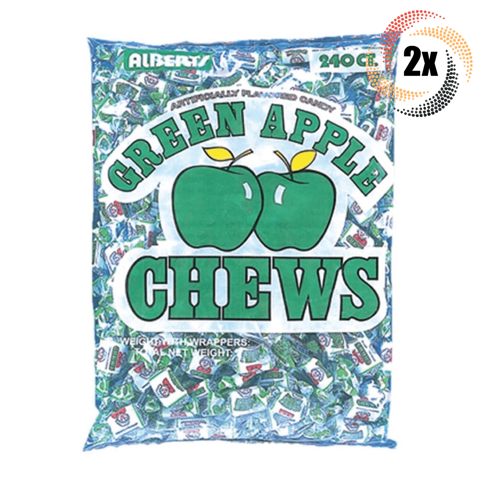 2x Bags Alberts Green Apple Fruit Chews Assorted Flavors | 240 Candies ...