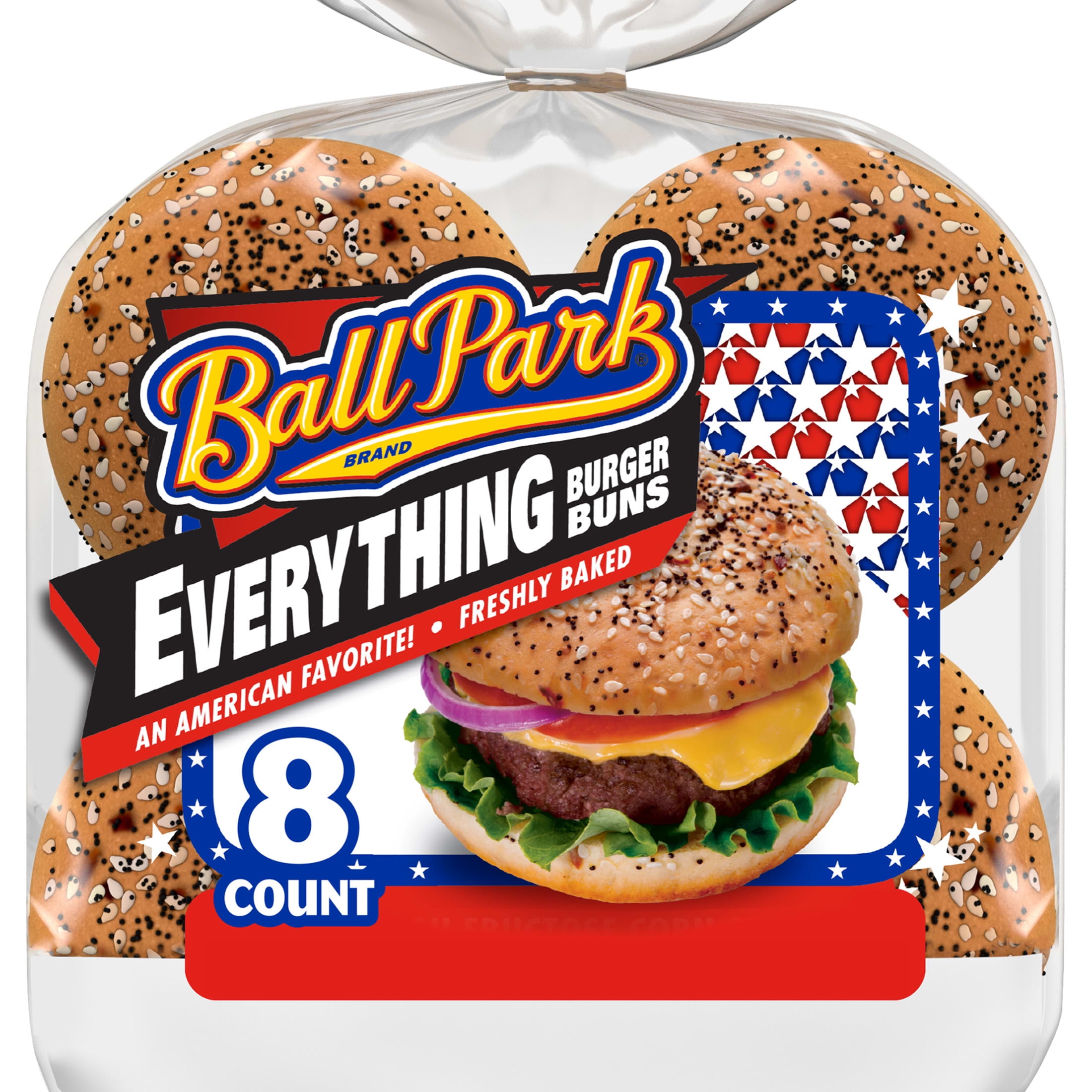 2x-Ball Park Everything Burger Buns 8 count Pre-sliced Hamburger Buns ...