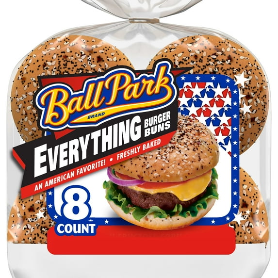 2x-Ball Park Everything Burger Buns 8 count Pre-sliced Hamburger Buns ...