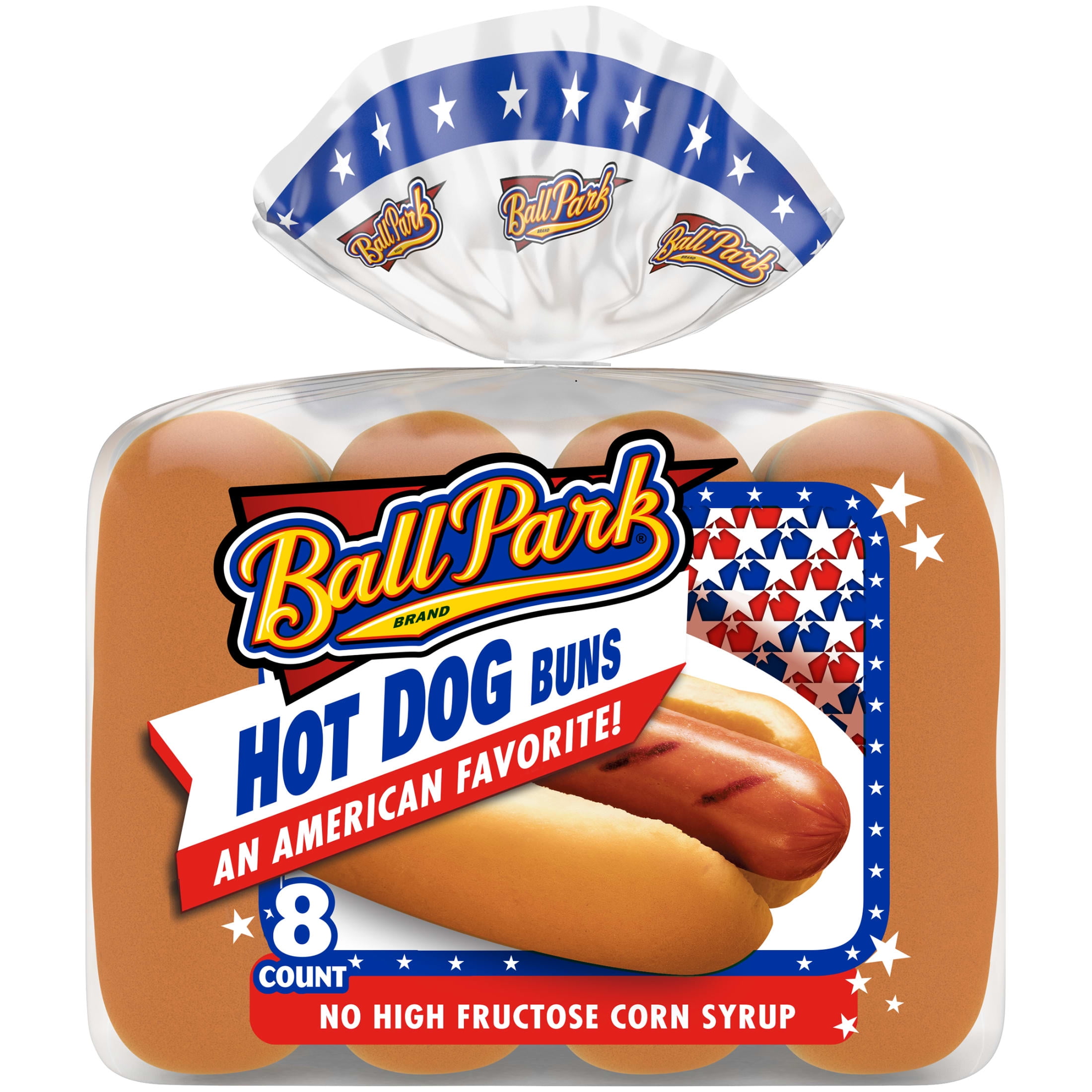 Ball Park White Hot Dog Buns, 8 Count, 14 oz Bag, Soft for Grilling ...
