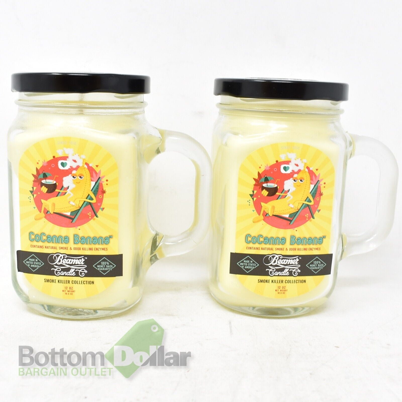 2x Beamer Candle Co. Smoke Killer Collection Jar Candles CoCanna Banana ...