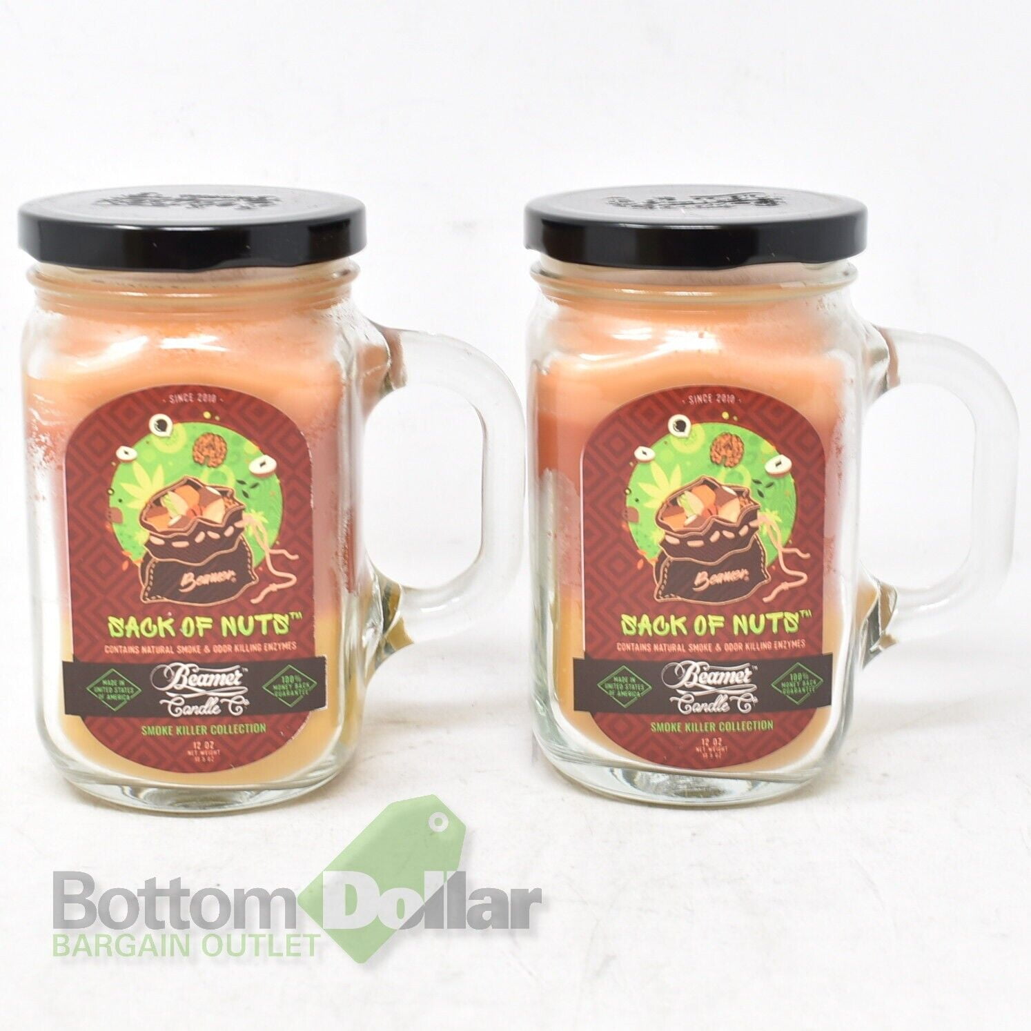 2x Beamer Candle Co. Smoke Killer Collection Jar Candles Sack Of Nuts ...
