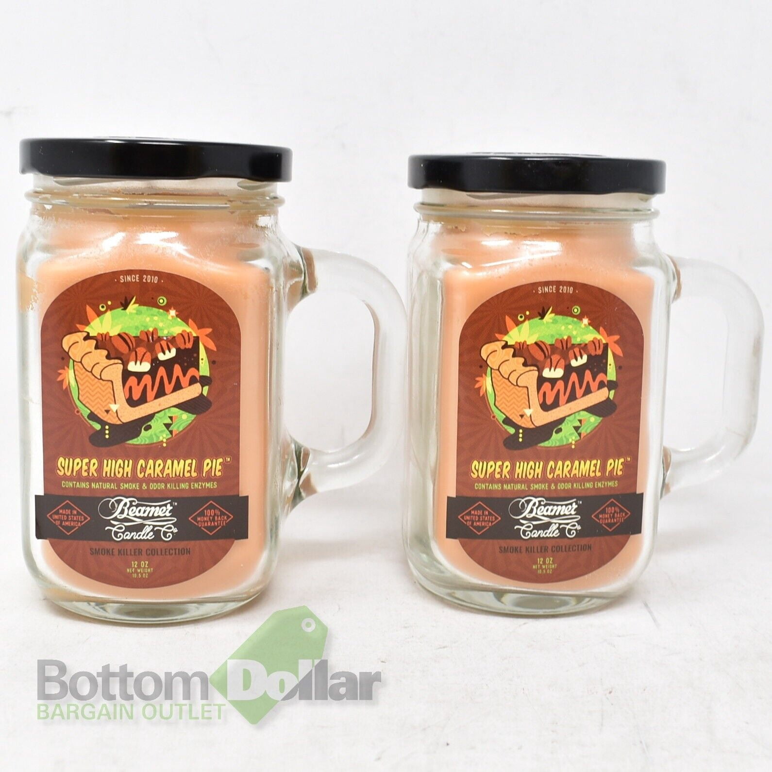 2x Beamer Candle Co. Smoke Killer Jar Candles Super High Caramel Pie 12 ...