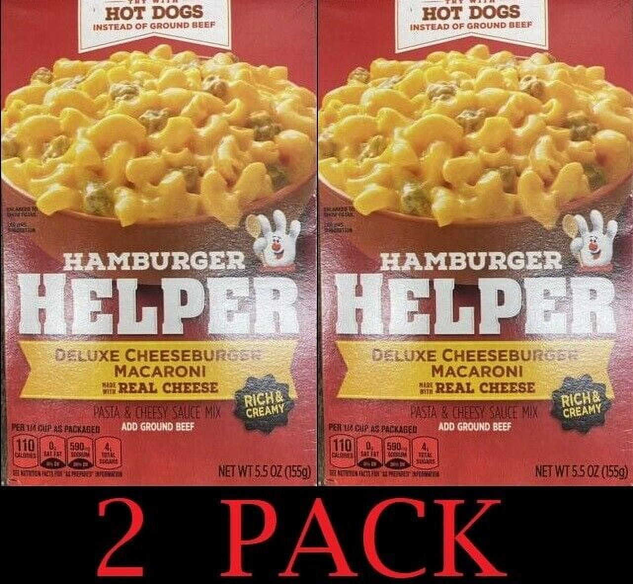 2x Betty Crocker Hamburger Helper DELUXE CHEESEBURGER MACARONI Mix 5.5 ...