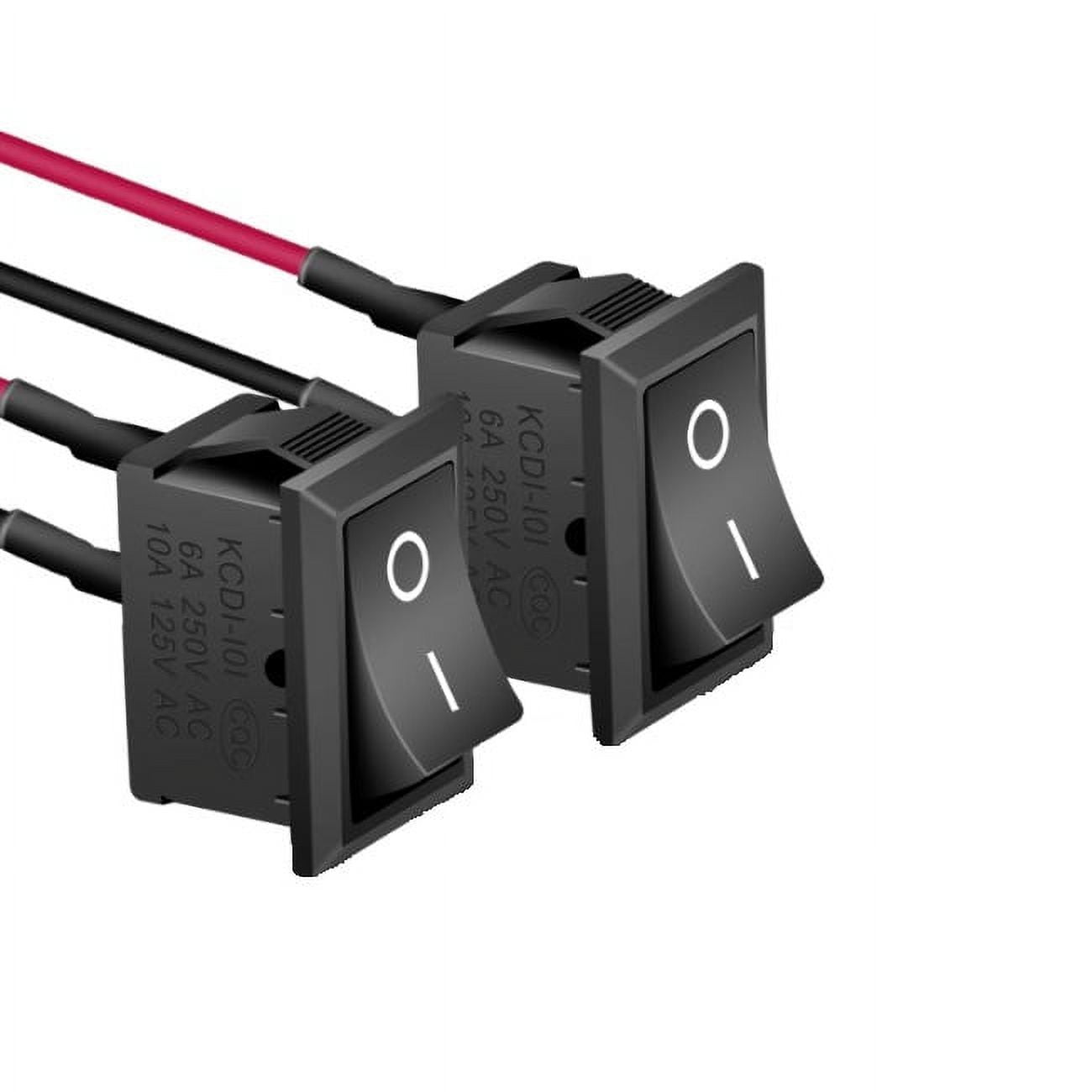 2x Black Rocker Switch On/Off Push Snap-In w/ Attached Wire AC/DC 1/2 ...