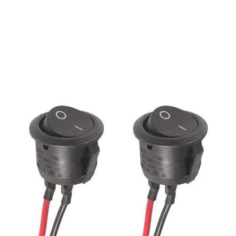 2x Black Round Circle Rocker Switches ON/OFF Wired Car/Truck DC 12V AC ...