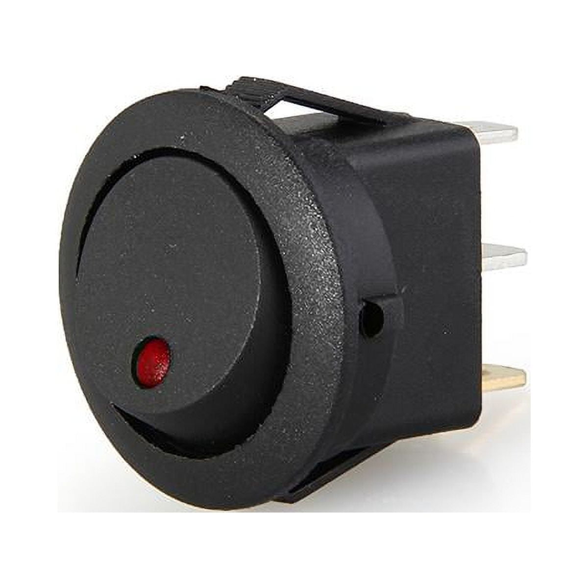 2x Black Round Rocker Switch Red LED Light Circular Car/Boat On/Off ...
