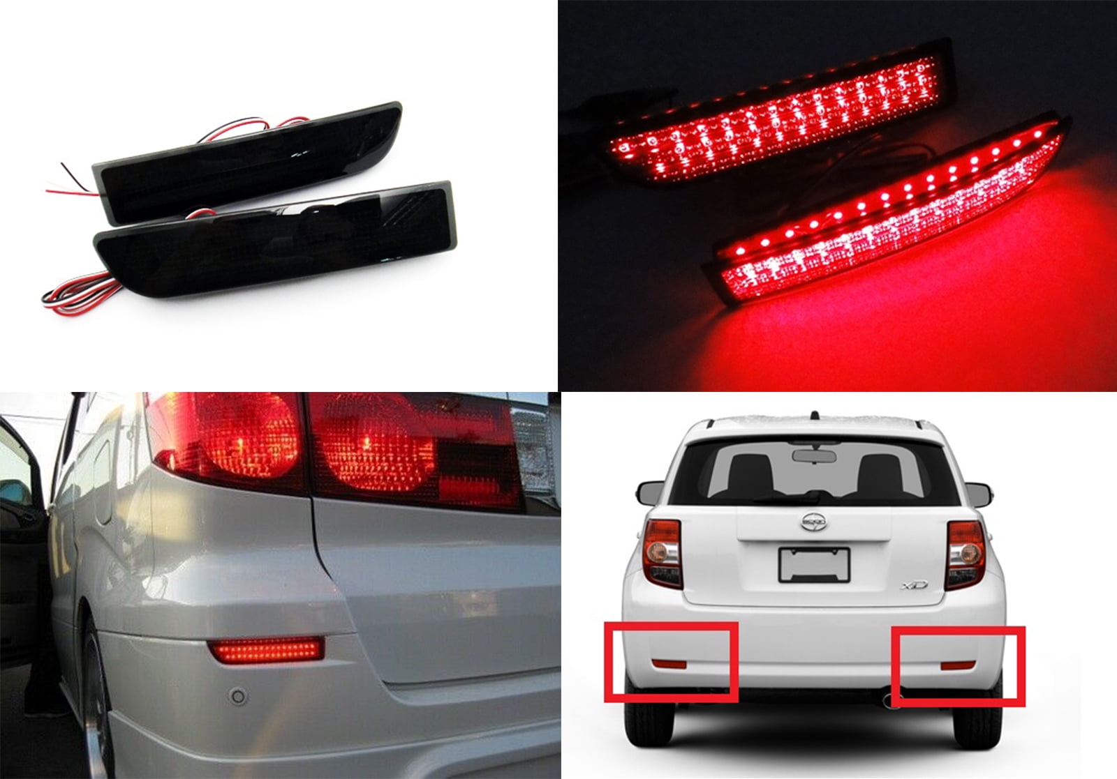 2x Black Smoked Lens LED Bumper Reflector Tail Brake Light For 2006 ...