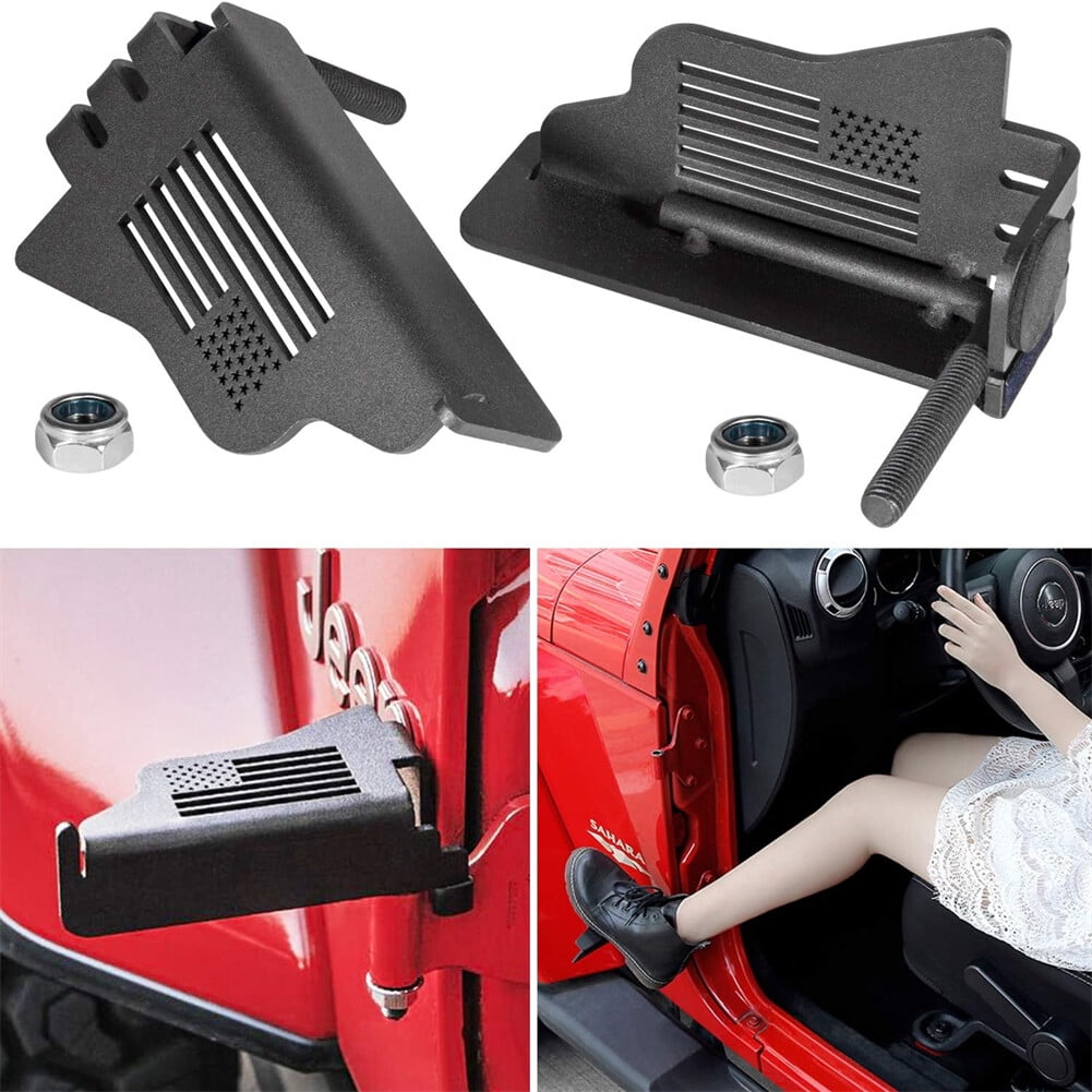 2x Black Steel Foot Pegs Door Hinge Pedal for 2007-2020 Jeep Wrangler ...
