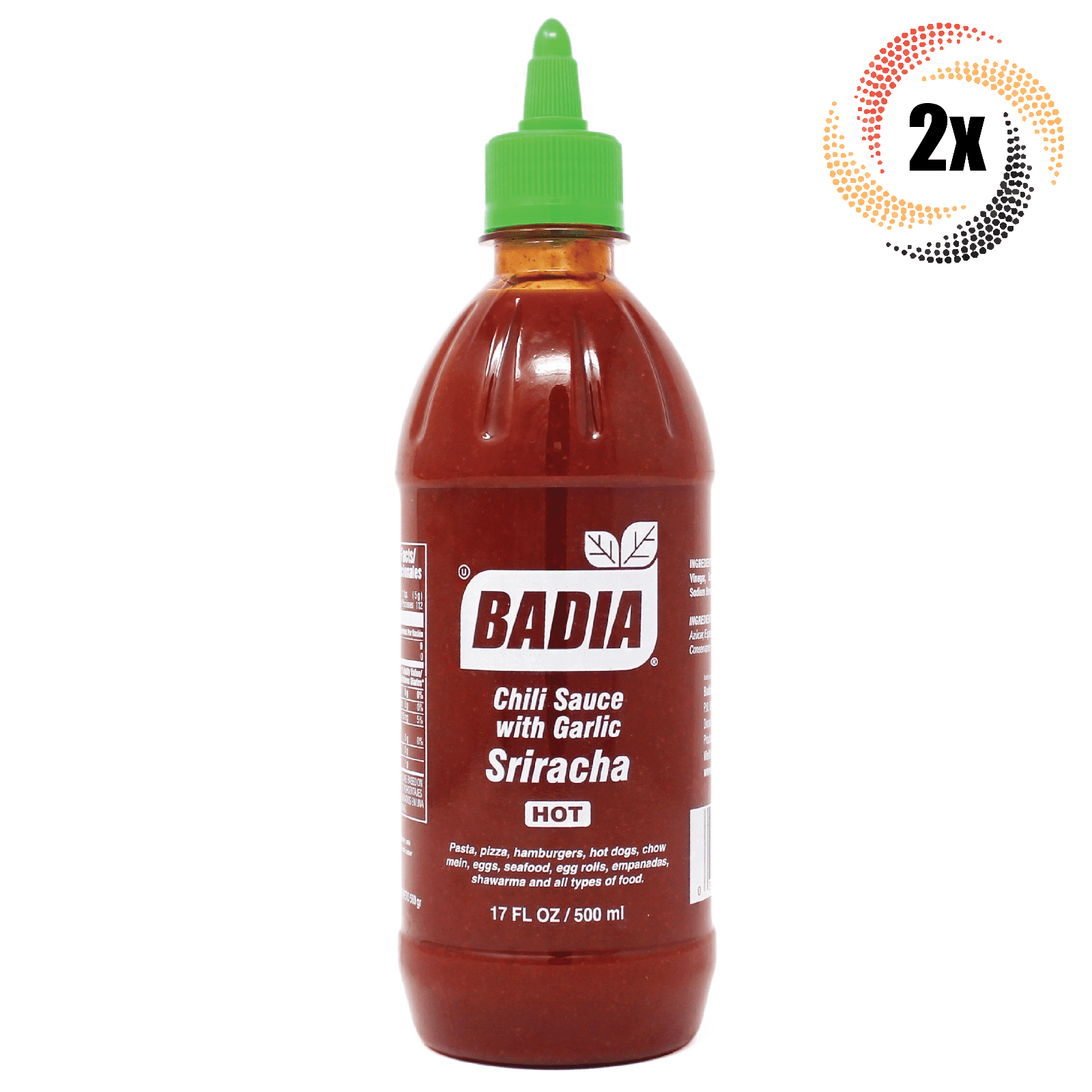 2x Bottles Badia Hot Chili Sriracha Sauce With Garlic | 17oz | MSG Free ...