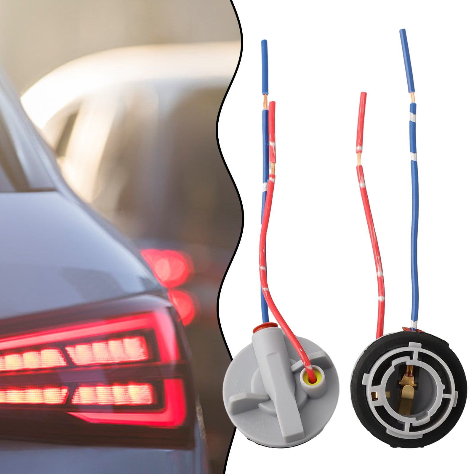 2X Bulb Holder Connector for Indicator Stop Tail Brake Light Ba15S 1156 ...