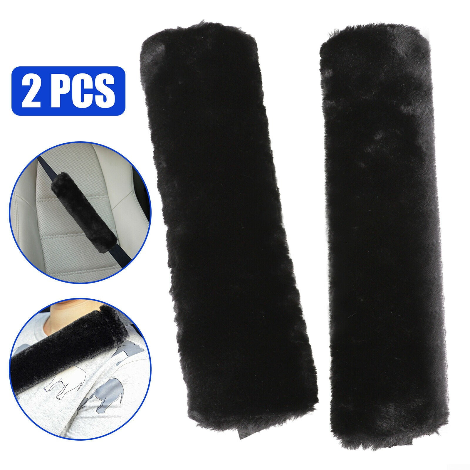 2x Car Auto Sheepskin Seat Belt Covers Soft Shoulder Strap Pads Cushion ...