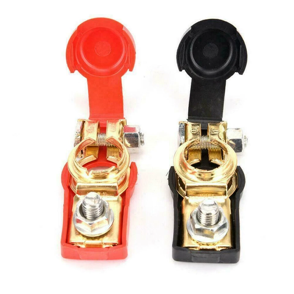2x Car Battery Terminal Ends Clamp Clips Connector Positive Negative ...