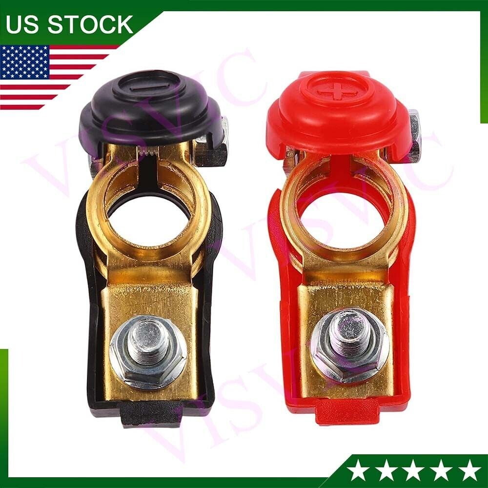 2x Car Battery Terminal Ends Clamp Clips Connector Positive Negative ...