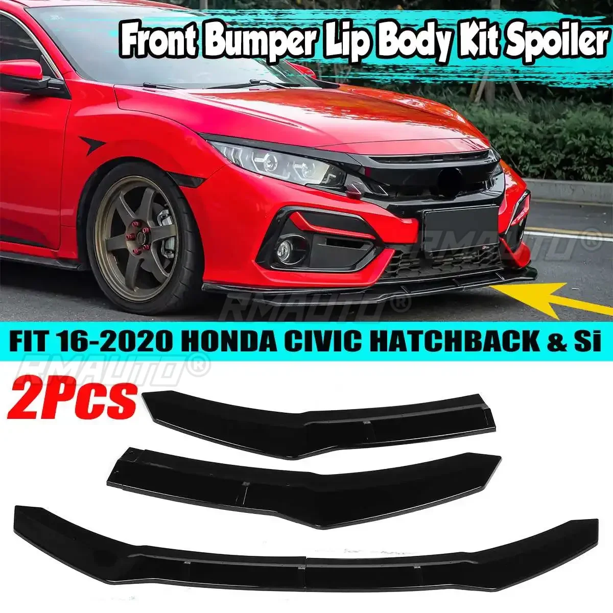 2x Car Front Bumper Lip Deflector Lips Splitter Cover Trim Spoiler ...