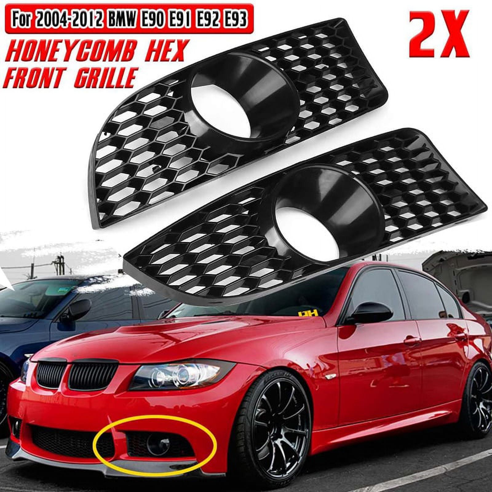 2x Car Front Grille Grill Lower Bumper Fog Light Cover Trim For- E90 ...