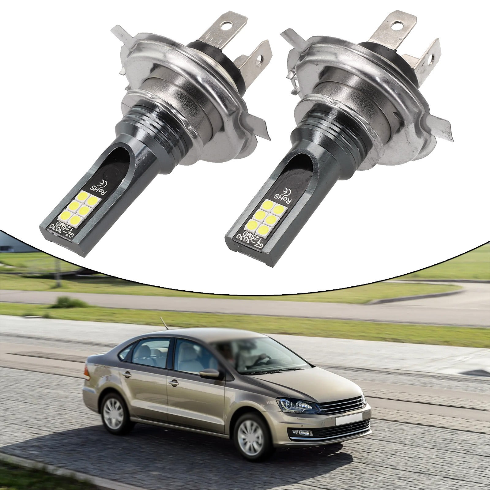 2x Car H4 LED Headlight 6000K Lamp Conversion Kit 1500W High Low Beam ...