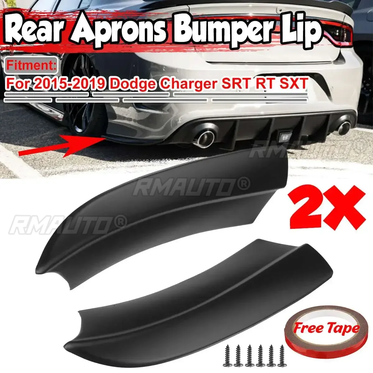 2x Car Rear Bumper Splitters Lip Aprons Side Guard Protector For Dodge ...