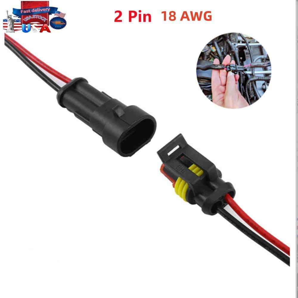 2x Car Waterproof Electrical Wire Cable Connector Male Female 2Pin Way ...