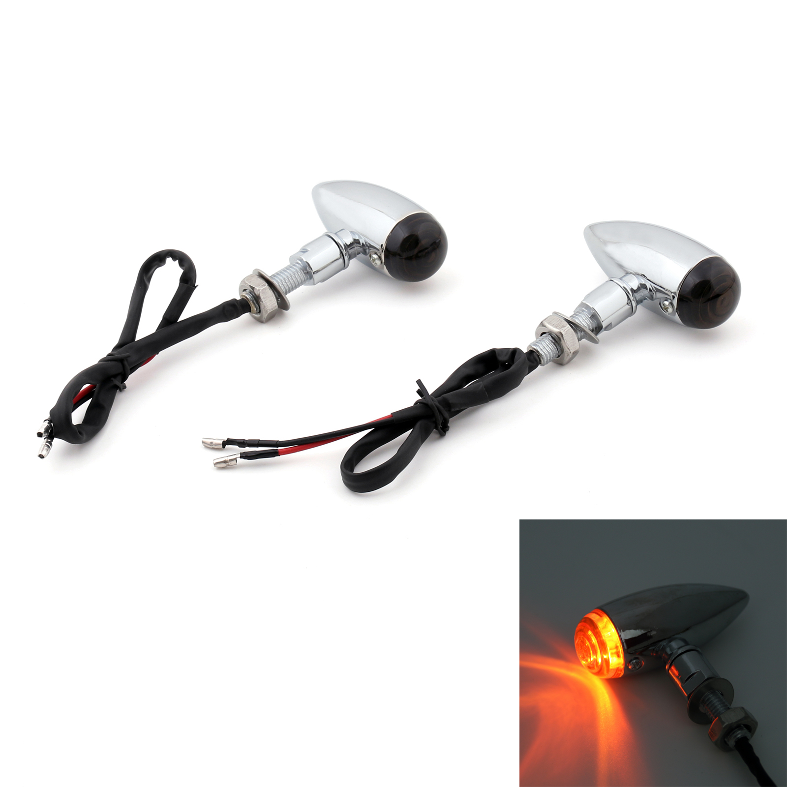 2x Chrome Black Bullet Turn Signal Light For Harley Softail Dyna ...