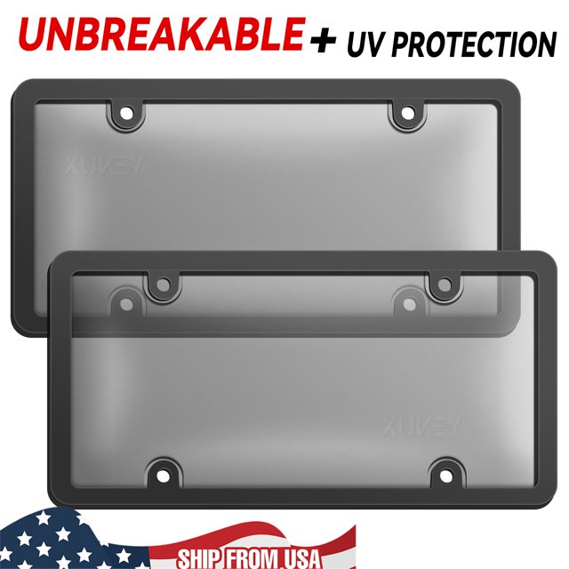 2x Clear Tinted License Plate Cover Smoked Bubble Shield Tag and Frame ...