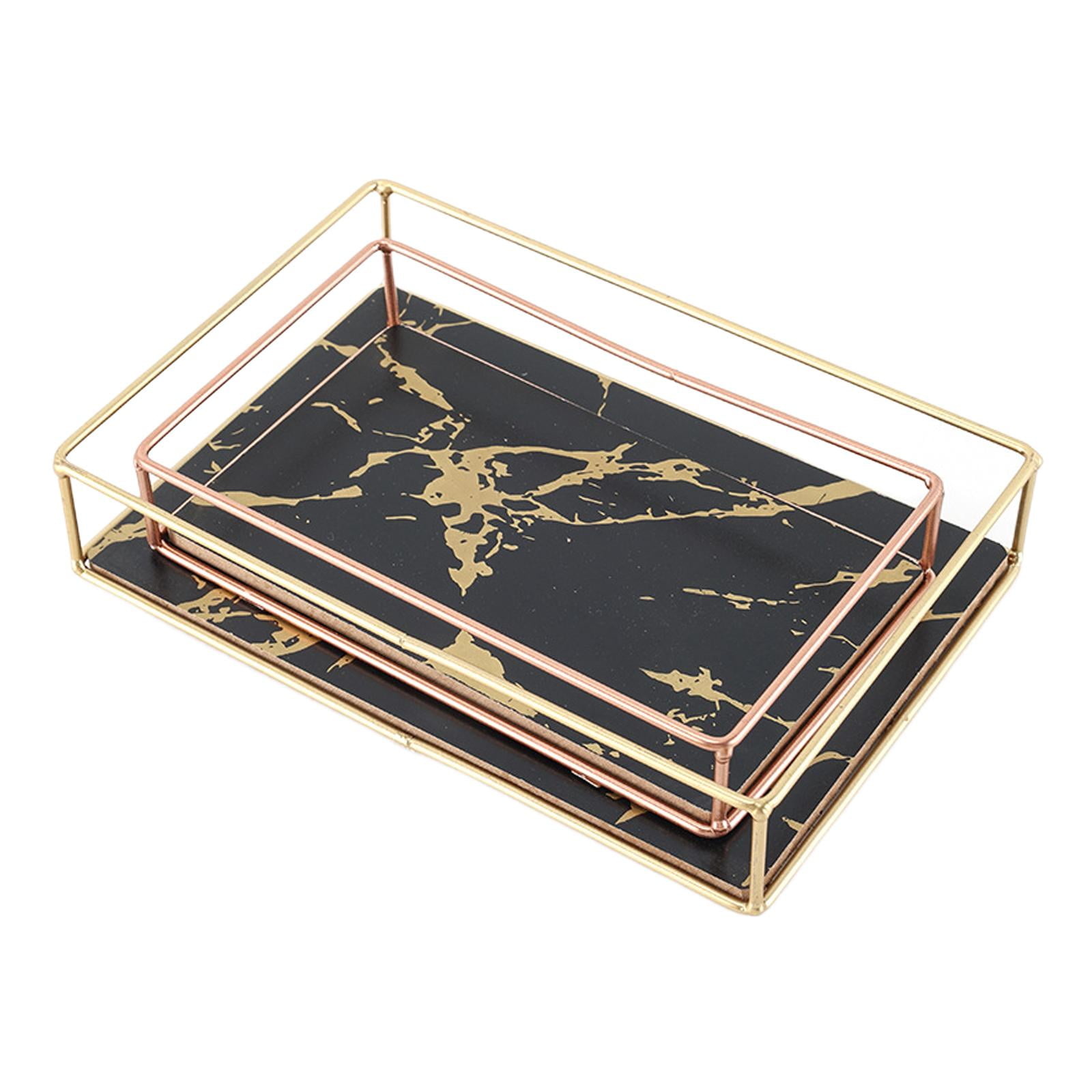 Flameer 2x Dresser Countertop Organizer Tray, Black Marbling, Iron ...