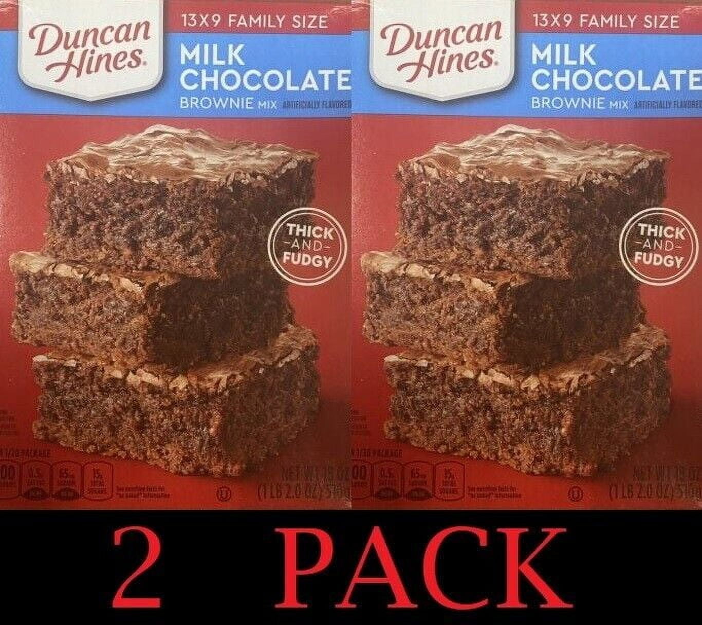 2x Duncan Hines MILK CHOCOLATE Baking Brownie Mix 13X9 FAMILY SIZE 18 ...